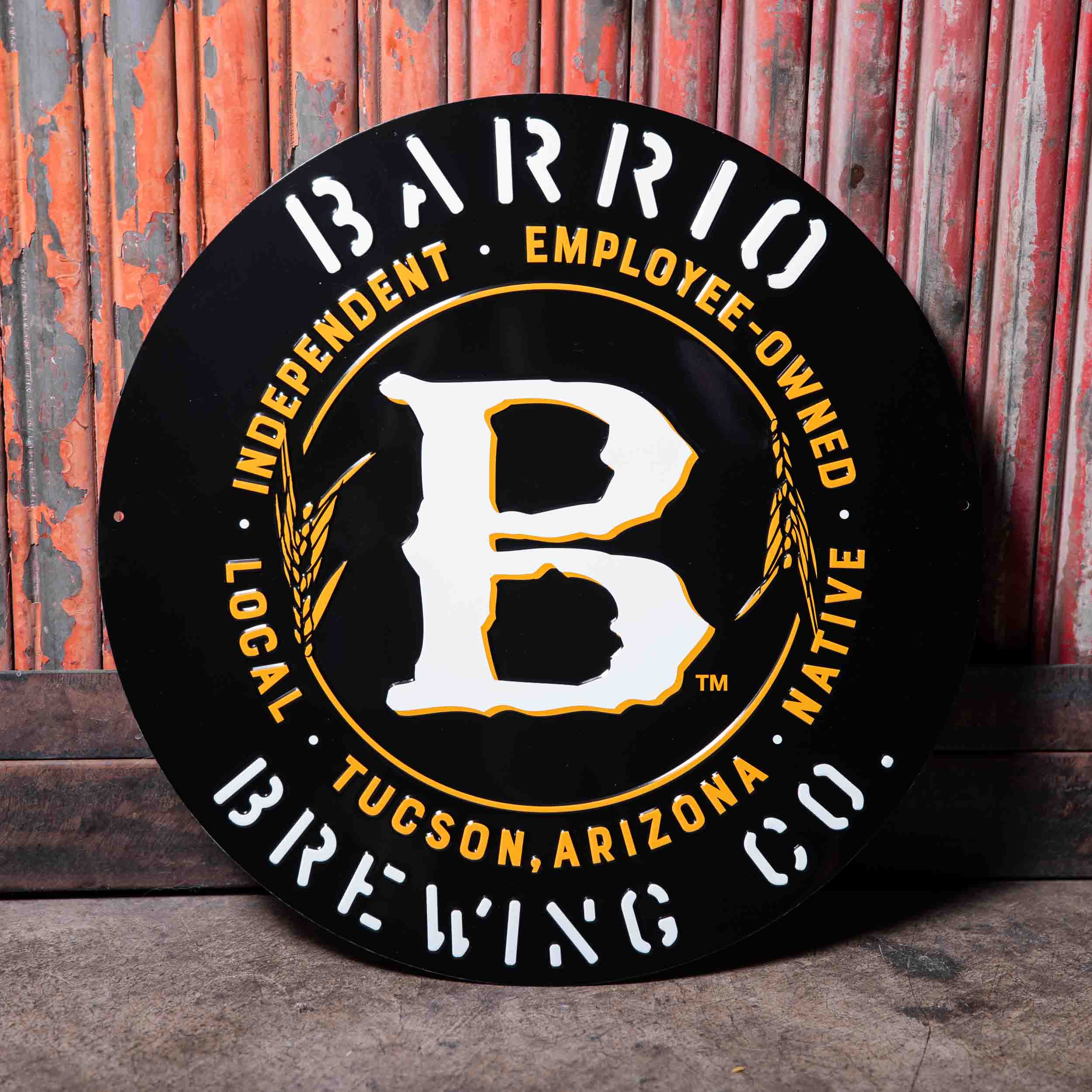 Barrio Sign - Black B Tin Tacker - Barrio Brewing Co.